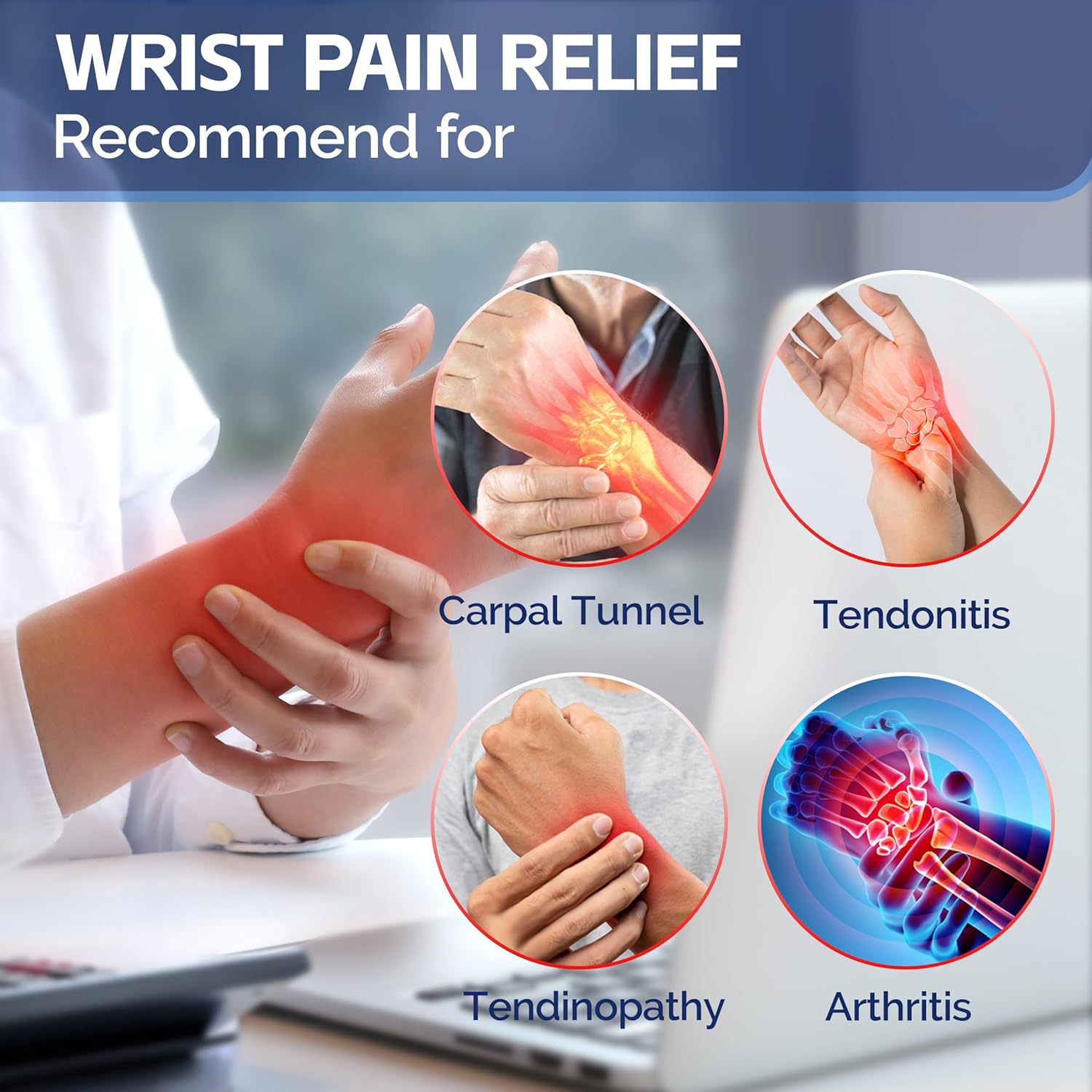 NEENCA Wrist Support Brace with Splints and Adjustment Knob Palm Wrist ...