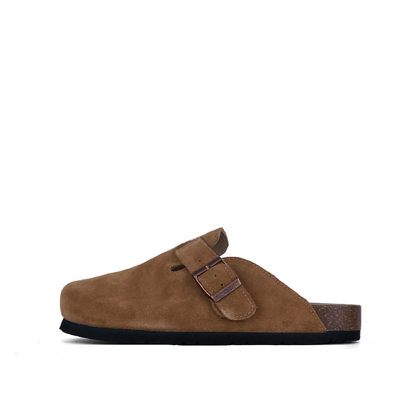 BOKEN Sandals Clogs Mules Slippers Women Soft Suede Leather Cork ...
