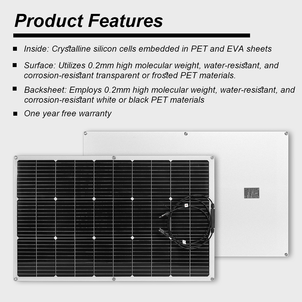 【Official Store】PowMr 120W Monocrystalline Silicon Flexible Solar Panel ...