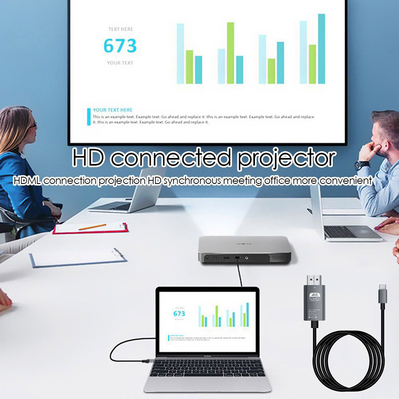 Type-C To HDMI-Compatible Adapter Cable USB C 4K 60Hz 30Hz HDMI ...