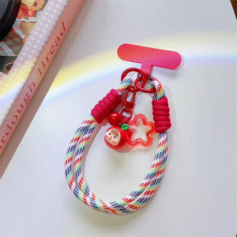 Two-Tone Anti-Loss Phone Strap: Cute Fruit Charm & Card/Earphone Slot ...