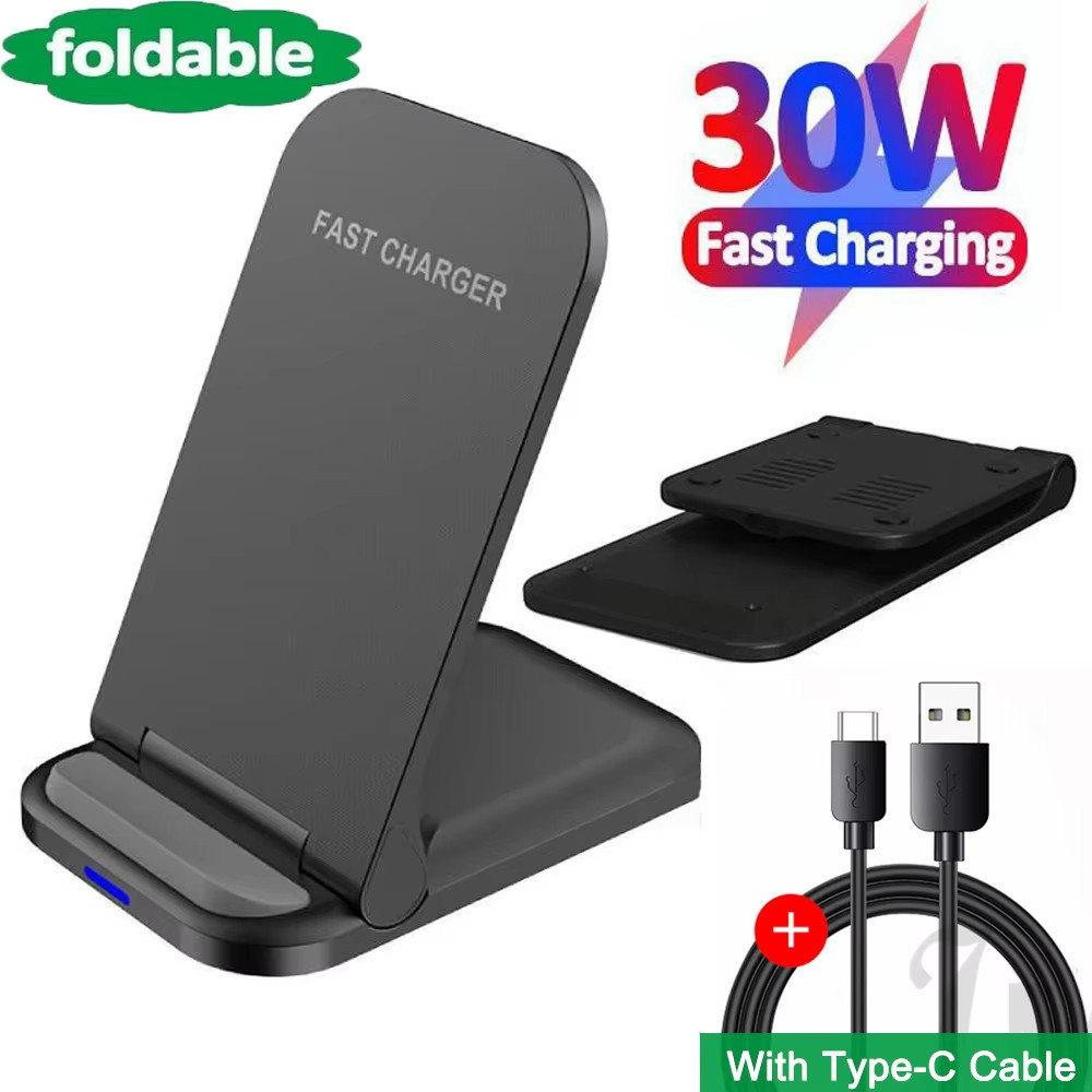 [Local Shipment] 30W Wireless Charger Stand Pad,Induction Fast Charging ...