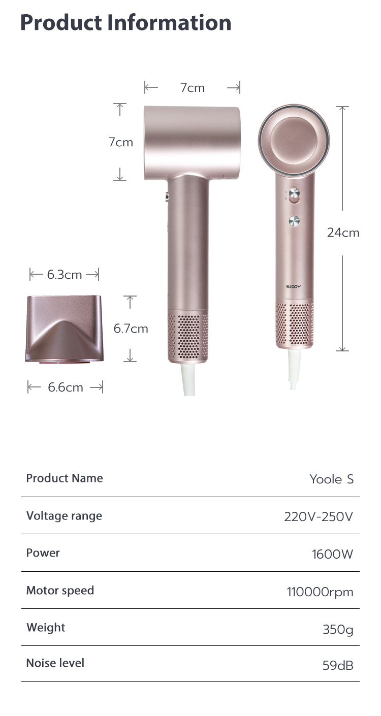【New】Yoole High-Speed Hair Dryer Negative Ions Quick Drying Blower ...