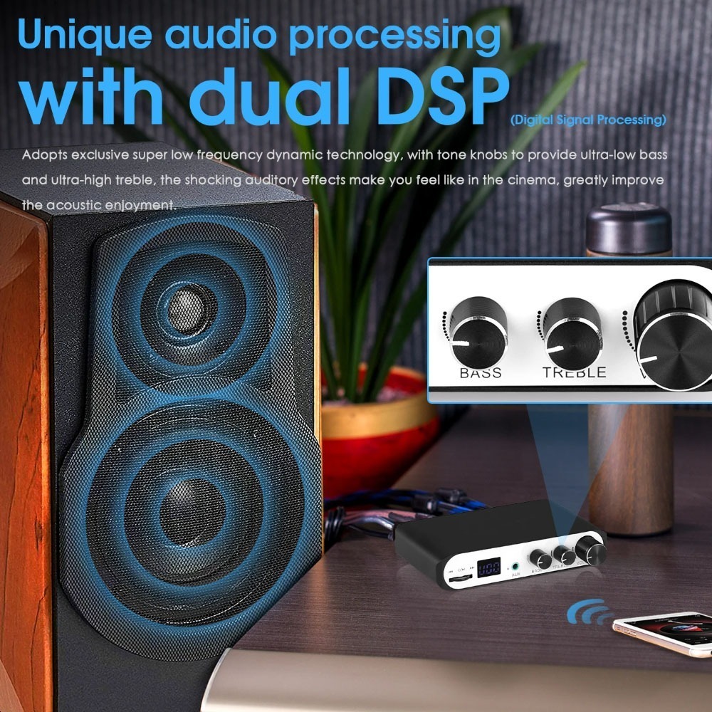 TPA3116D2 Bluetooth 5.0 Mini Digital Power Amplifier HiFi Stereo 50W ...