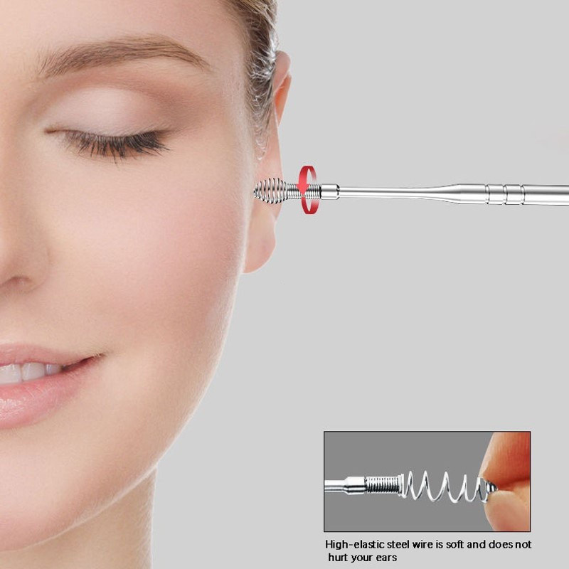7-Piece Stainless Steel Ear Wax Remover Set: Spiral Picks and Scoops ...