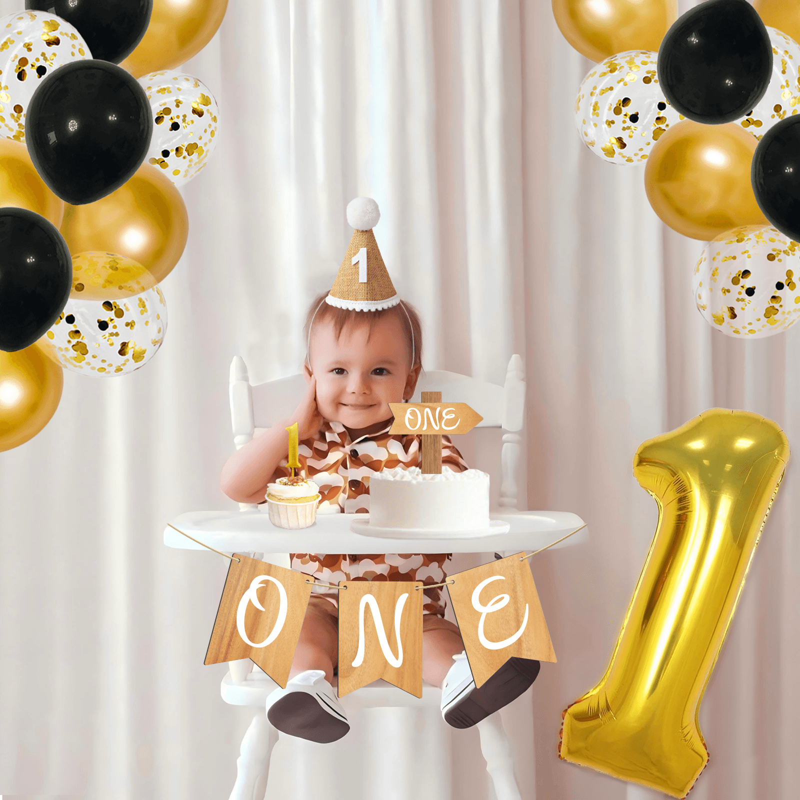 Gold 1st Birthday Decorations First Birthday Decor for Boys & Girls ...