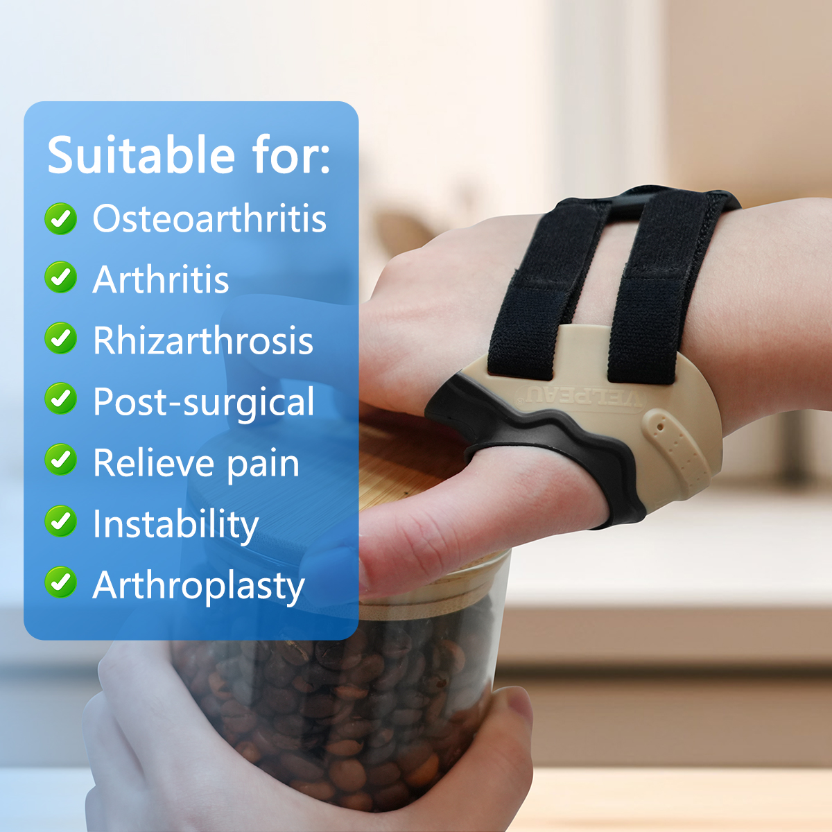 VELPEAU CMC Thumb Brace for Arthritis Pain and Support, with High ...