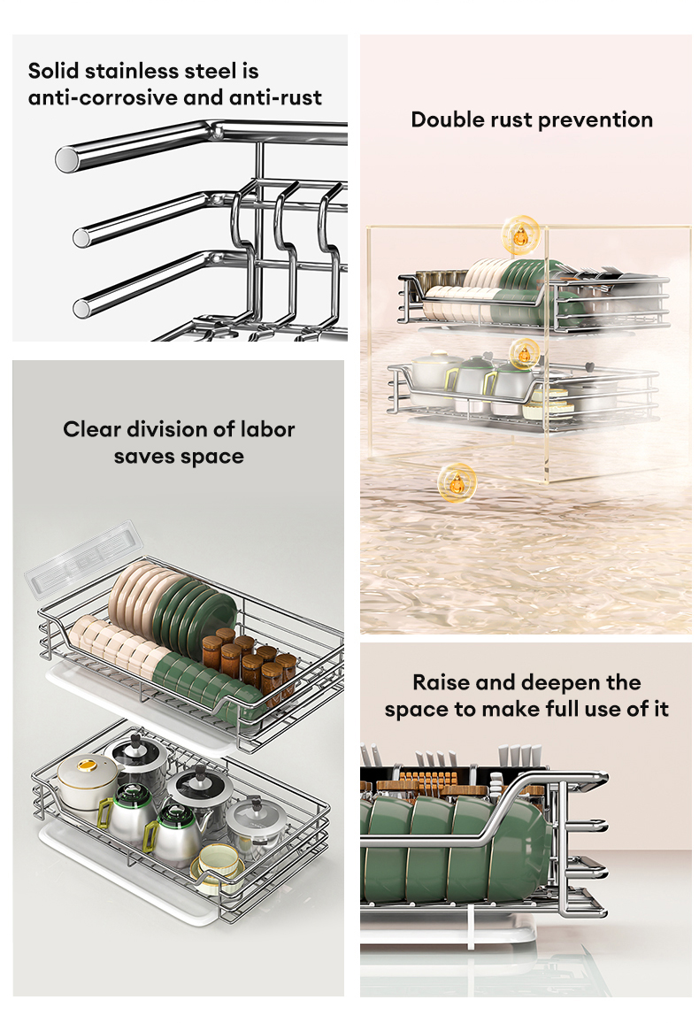 GAA 304 Stainless Steel Pull Out Dish Rack for kitchen Cabinet With ...