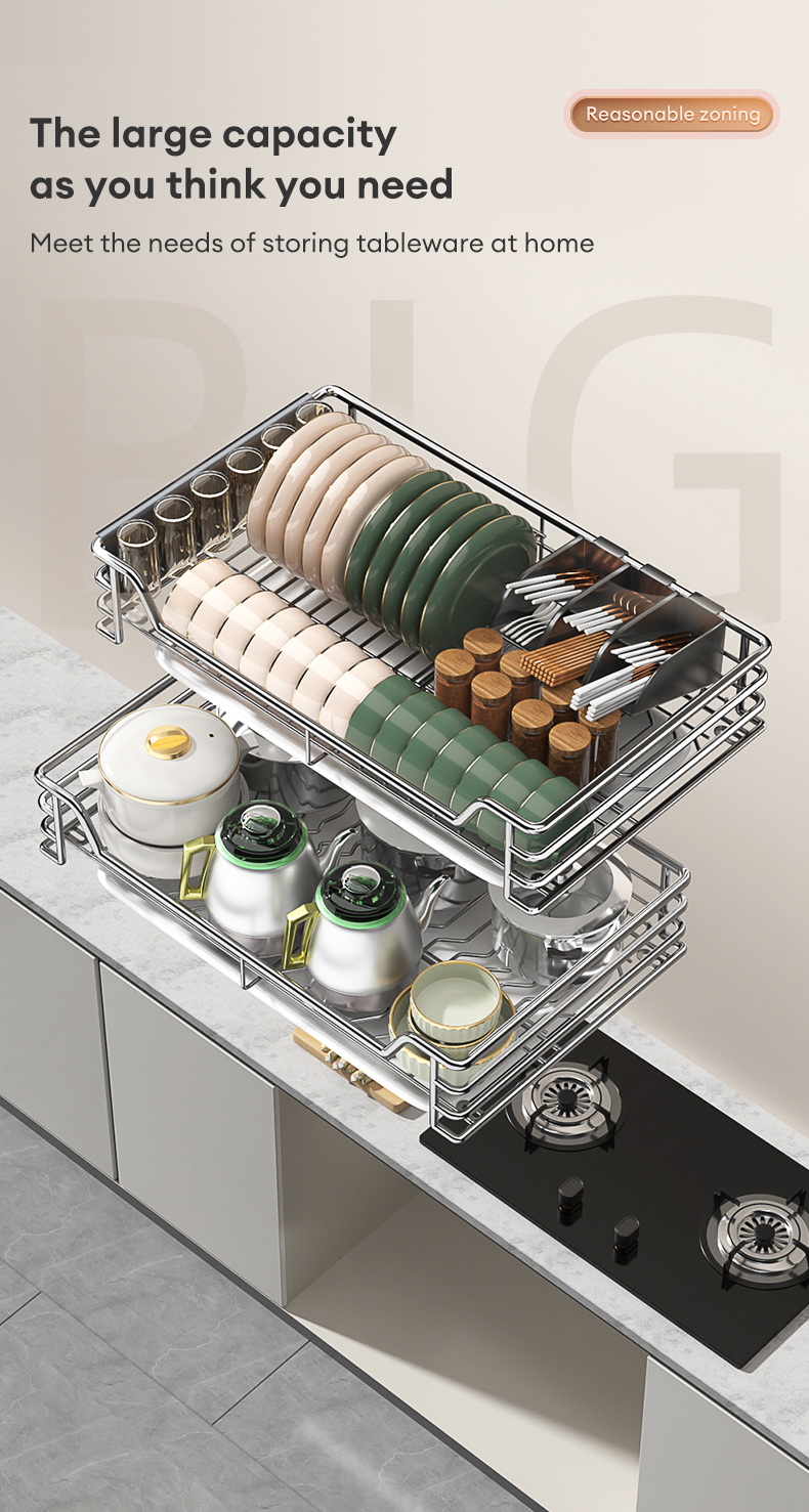 GAA 304 Stainless Steel Pull Out Dish Rack for kitchen Cabinet With ...