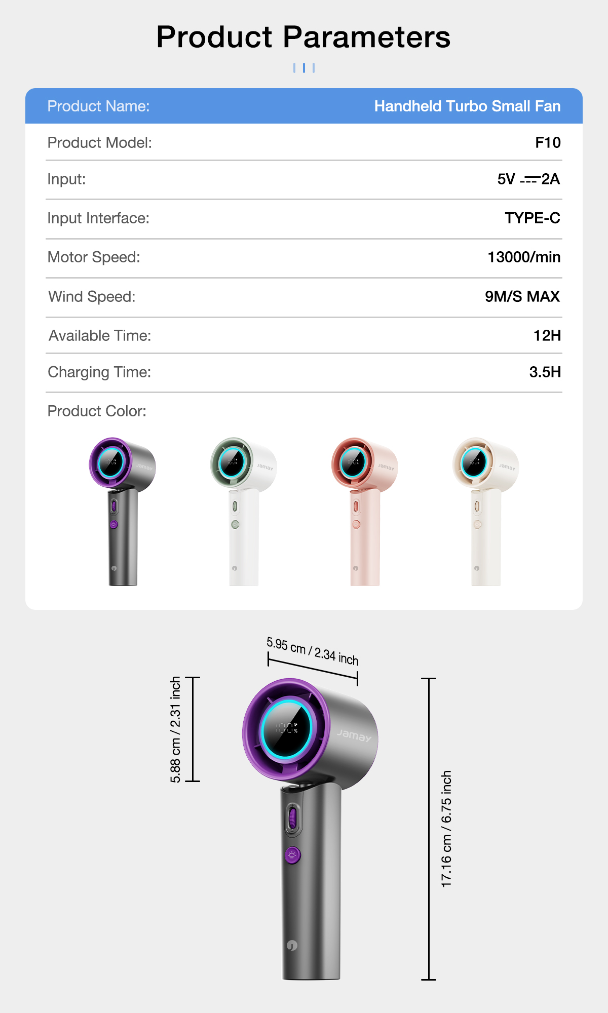 【Free Gift】Jamay portable fan mini 6000mAh semiconductor turbine ...