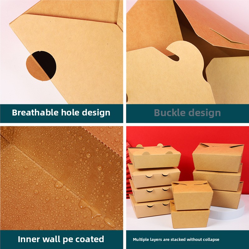 Kraft paper disposable takeaway catering paper box Korean fried chicken ...