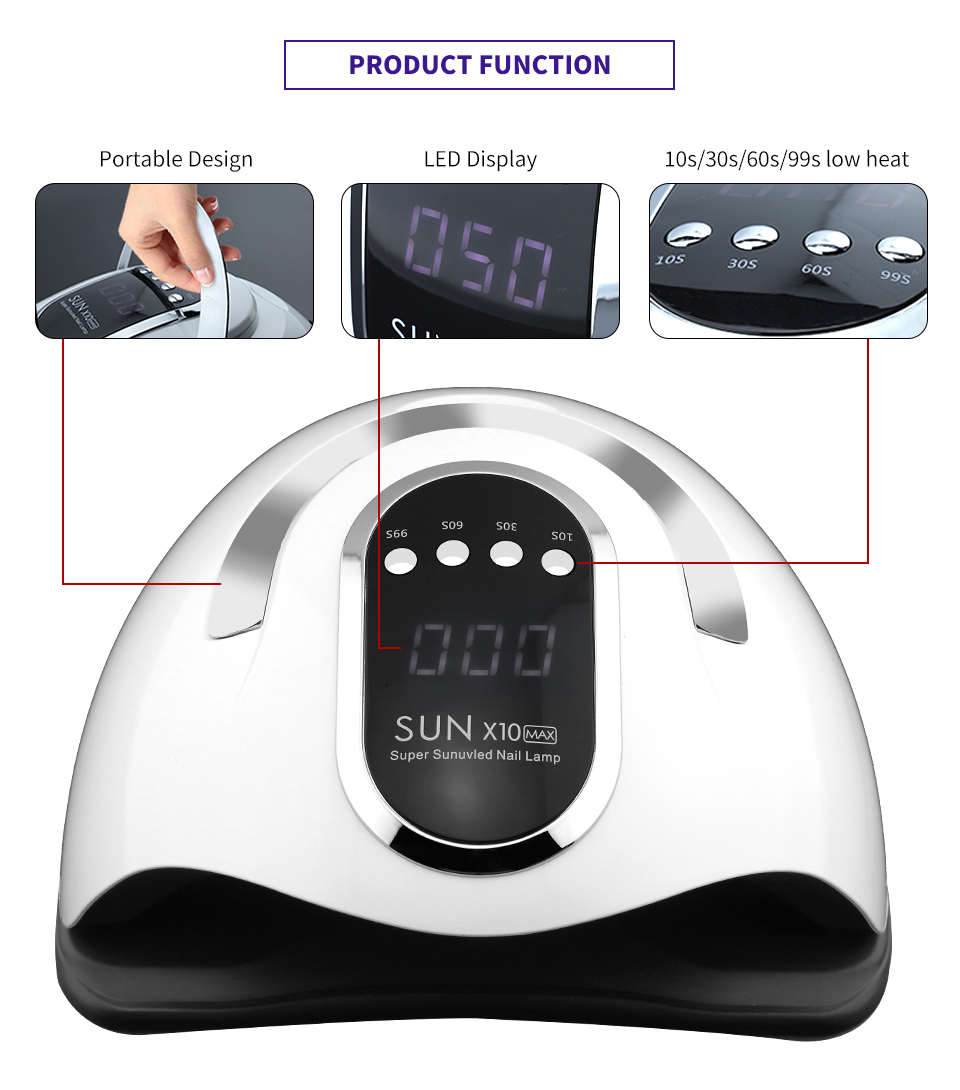 SUN X10 MAX UV LED Nail Lamp 66 LEDs Quick Dryer with Auto Sensor Timer ...