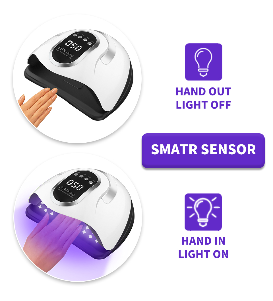 SUN X10 MAX UV LED Nail Lamp 66 LEDs Quick Dryer with Auto Sensor Timer ...