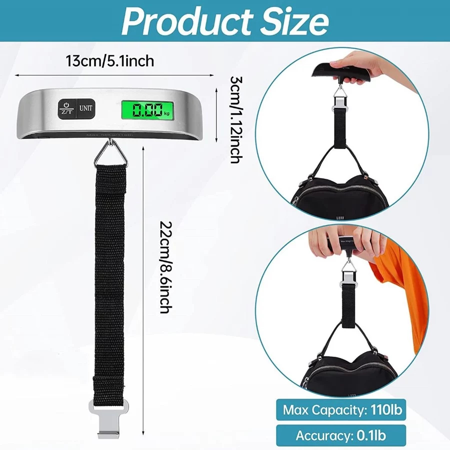 T-type portable scale 50kg high precision travel luggage electronic ...