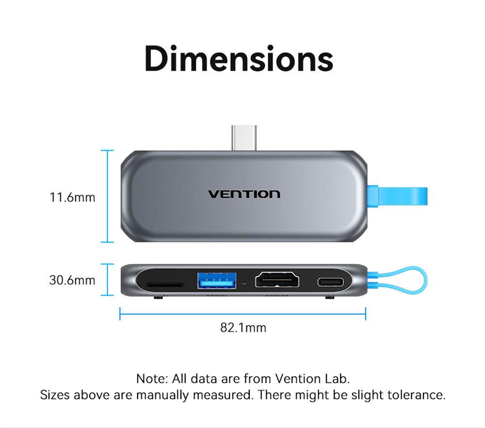 Vention 4-in-1 USB-C 10Gbps Cable-Free Docking Station 4k@60Hz 100W PD ...