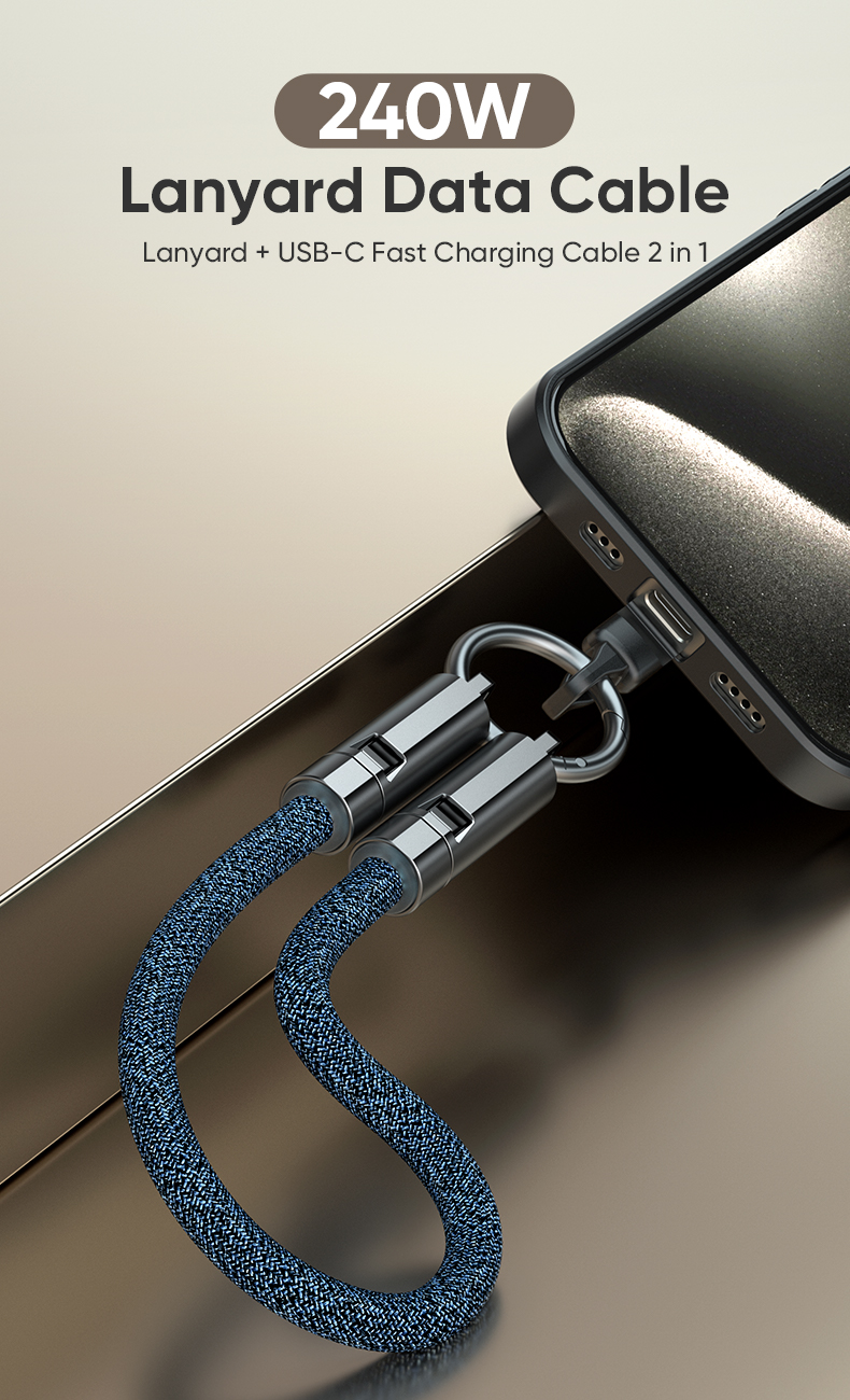 New Lanyard Cable, 240W 48V/5A PD Fast Charging, QC3.0/PD3.1, Type-c to ...