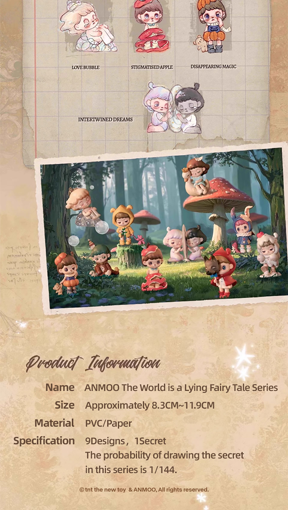 TNTSPACE ANMOO The World is a Lying Fairy Tale Series Blind Box Figure Birthday Gifts Action ...