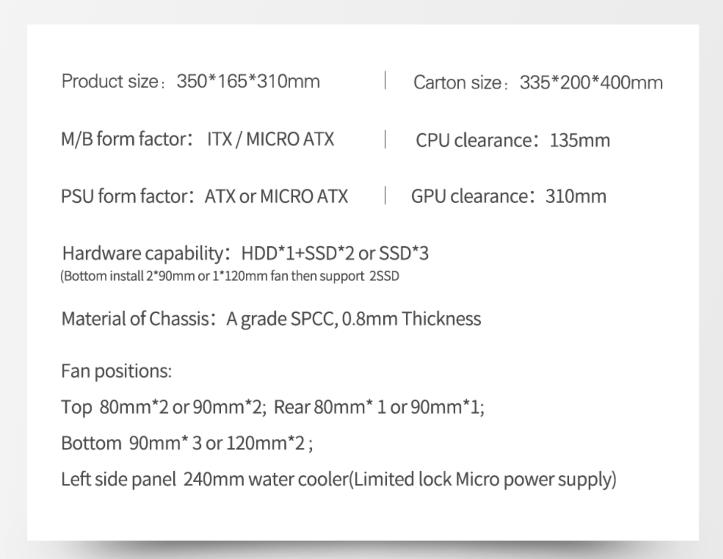 Soeyi U320 PC Case M-ATX/ITX Mini Desktop Portable Portable Desktop ...