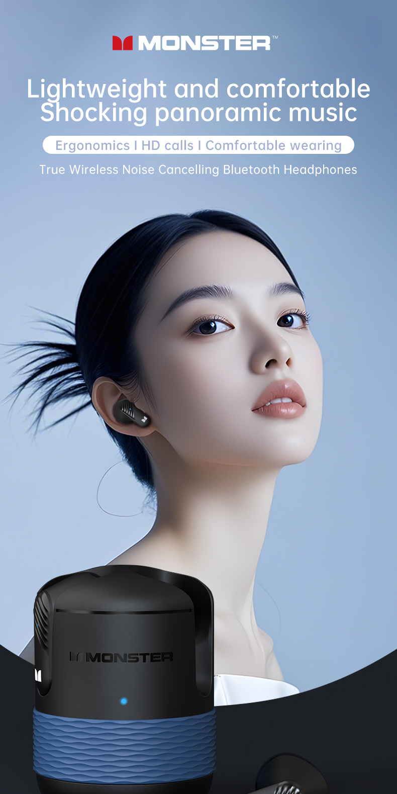 Monster MQT38 TWS Wireless Earphone Bluetooth 5.4 HD Calls HIFI Stereo ...