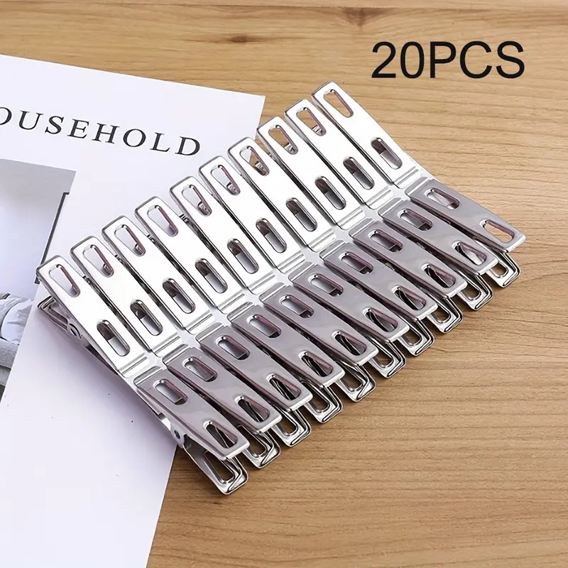 20Pcs Stainless Steel Clothespins – Heavy-Duty MetaClip Set for Hanging ...