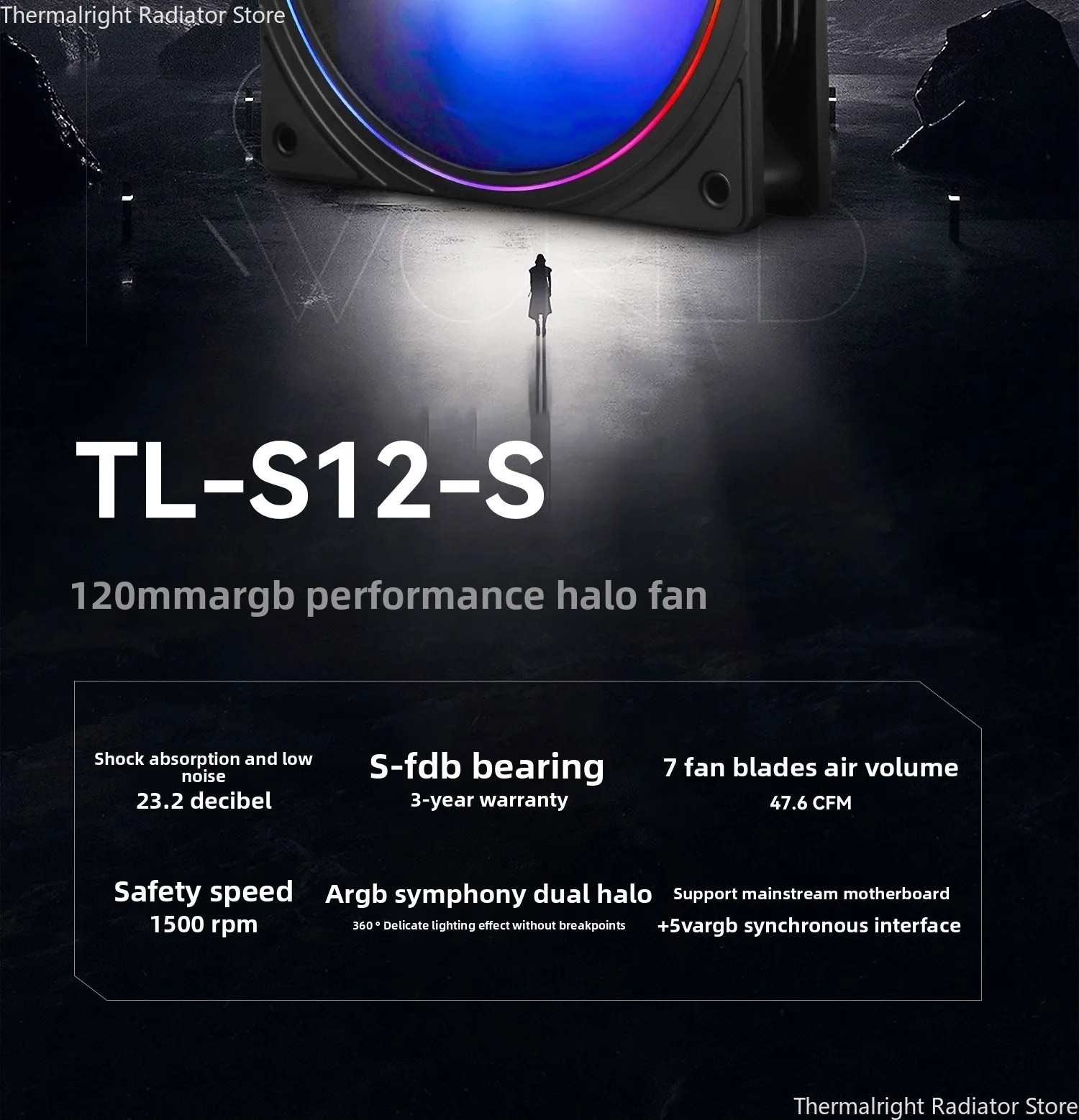 Thermalright TL-S12-S ARGB Case Fan CPU Fan 120mm Cooler Fan PC PWM ...