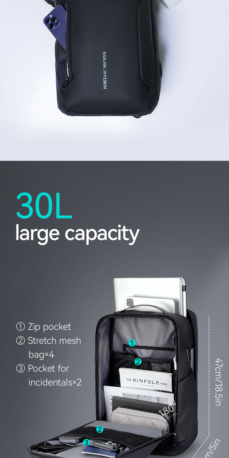 Mark Ryden Travel Backpack for Men Fits in 17.3 inch Laptop | Shopee ...