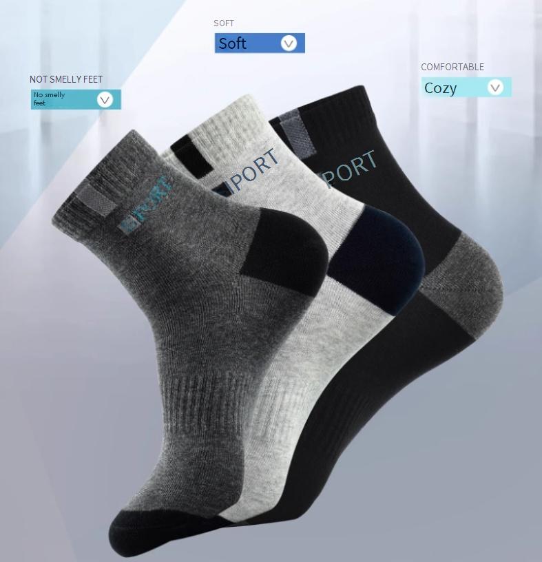 5 Pairs of Men's Breathable Mid-Crew Sports Socks - Anti-Odor for ...