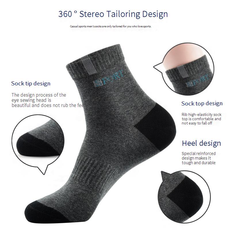 5 Pairs of Men's Breathable Mid-Crew Sports Socks - Anti-Odor for ...