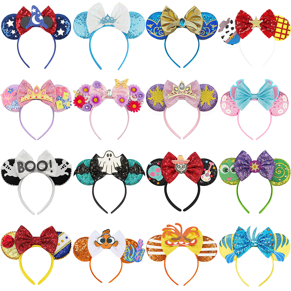 Cartoon Minnie Mouse Headband Sequin Mouse Ears Headband for Women Girl ...