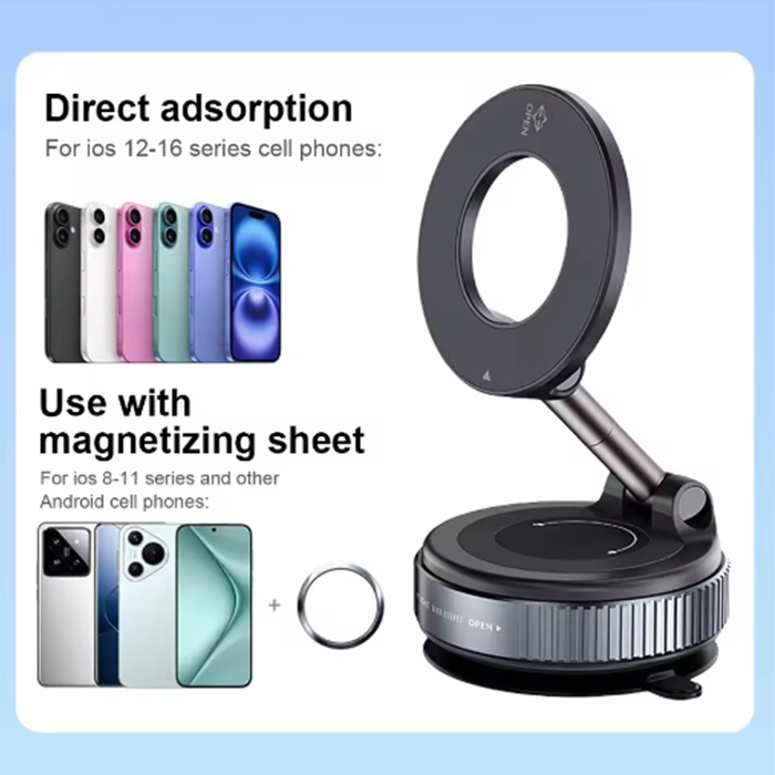 360° Foldable Magnetic Phone Mount with Suction Cup for Cars, Gyms, and ...