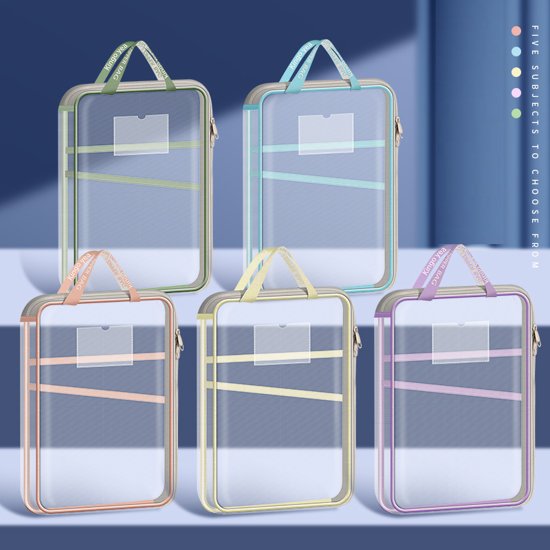 L-Shaped Subject Bag Transparent Mesh Document Bag Zippered Large ...
