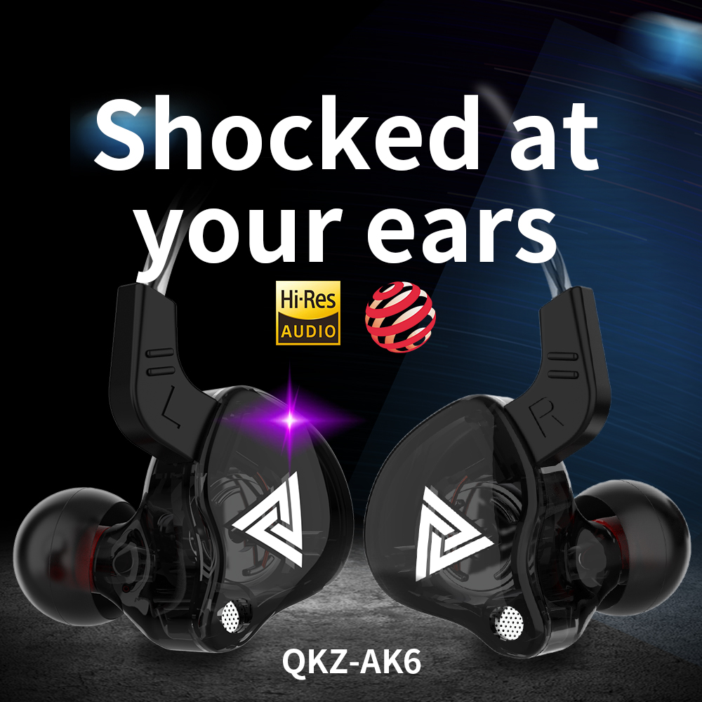 QKZ AK6 In Ear Bluetooth Earphones 6 Dynamic Drivers Mic Integrated ...