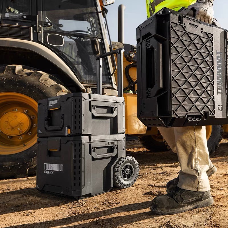 TOUGHBUILT Stacking Toolbox Set 3-Piece Set, TB-B1-B-70R Tool Trailer Box+TB-B1-B-50 Large Tool ...