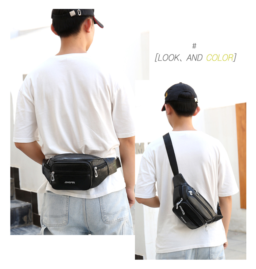 MENSPE Unisex Chest Bag Waterproof PU Sports Bag Large Capacity Casual ...