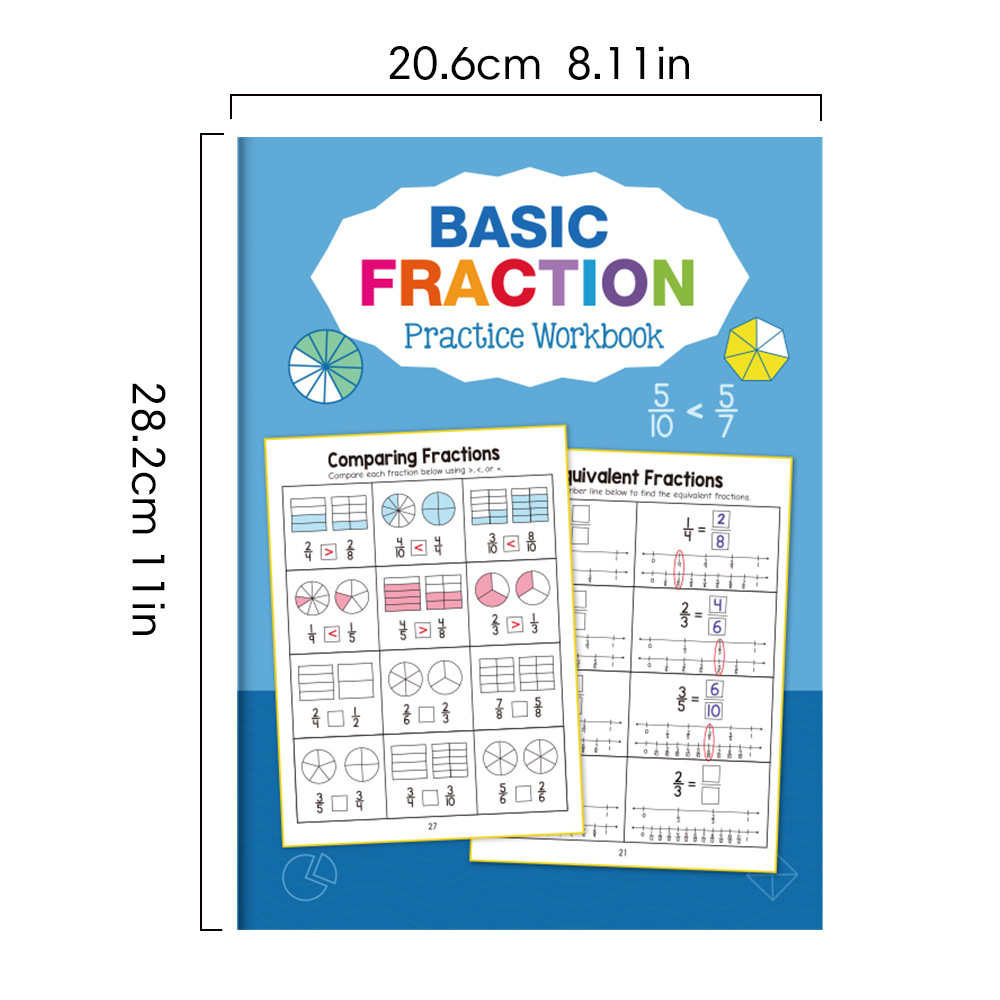 Basic Fraction Learning Workbook for Kids , Size Comparison, Coloring ...