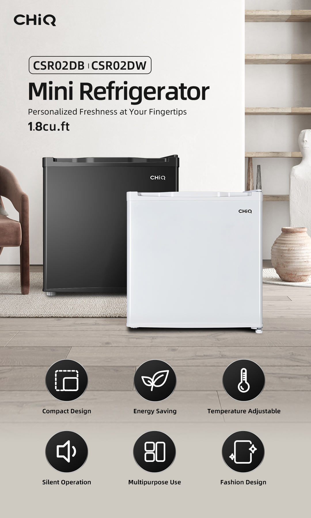 【NEW】CHiQ 1.8 cu.ft Single Door Mini Refrigerator CSR02DB CSR02DW ...