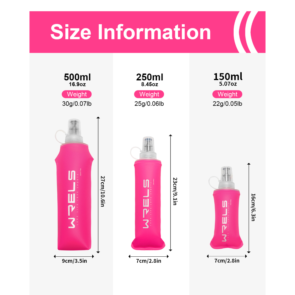 Collapsible TPU Water Bottle Folding Flask Portable for Running Camping ...