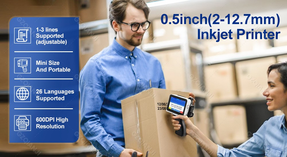Mini Handheld Printer Production Date QR Barcode Logo Printing Smart ...