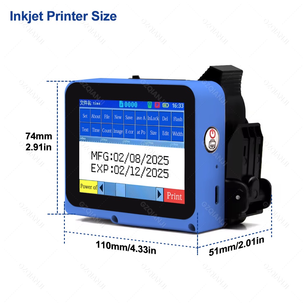 Mini Handheld Printer Production Date QR Barcode Logo Printing Smart ...