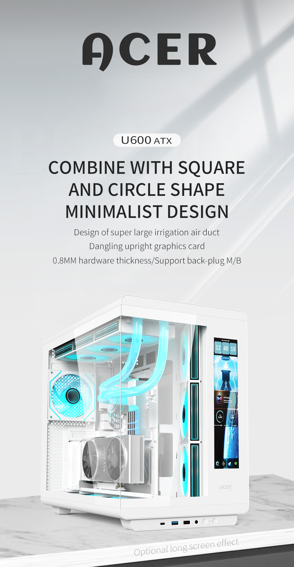 Acer Seaview Palace Pro Gaming PC Case With Argb 4Pcs Fan Screen ...