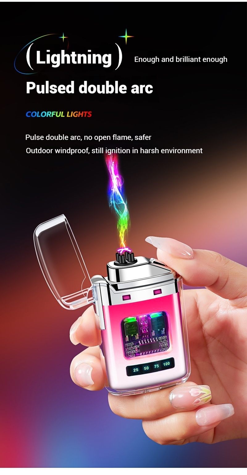 Transparent shell electronic spark lighter with LED lights, battery ...