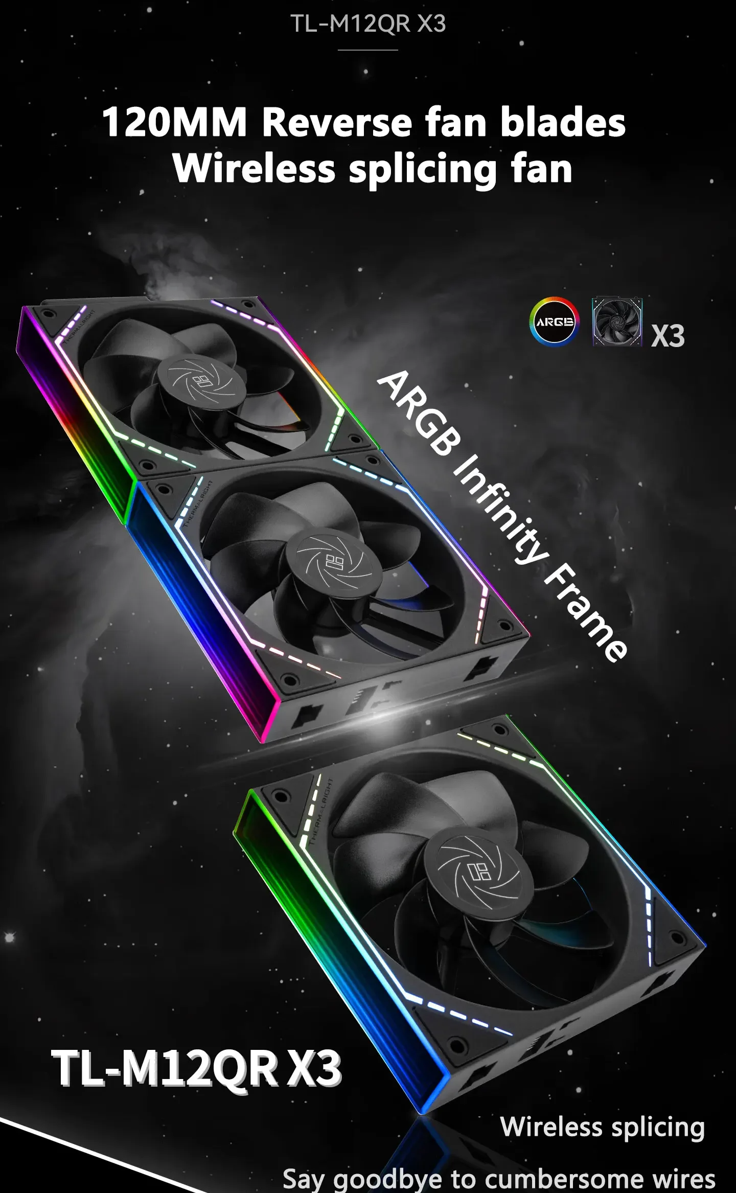 Thermalright TL-M12QR X3 120mm ARGB Reverse Fan CPU Fan ARGB Light ...