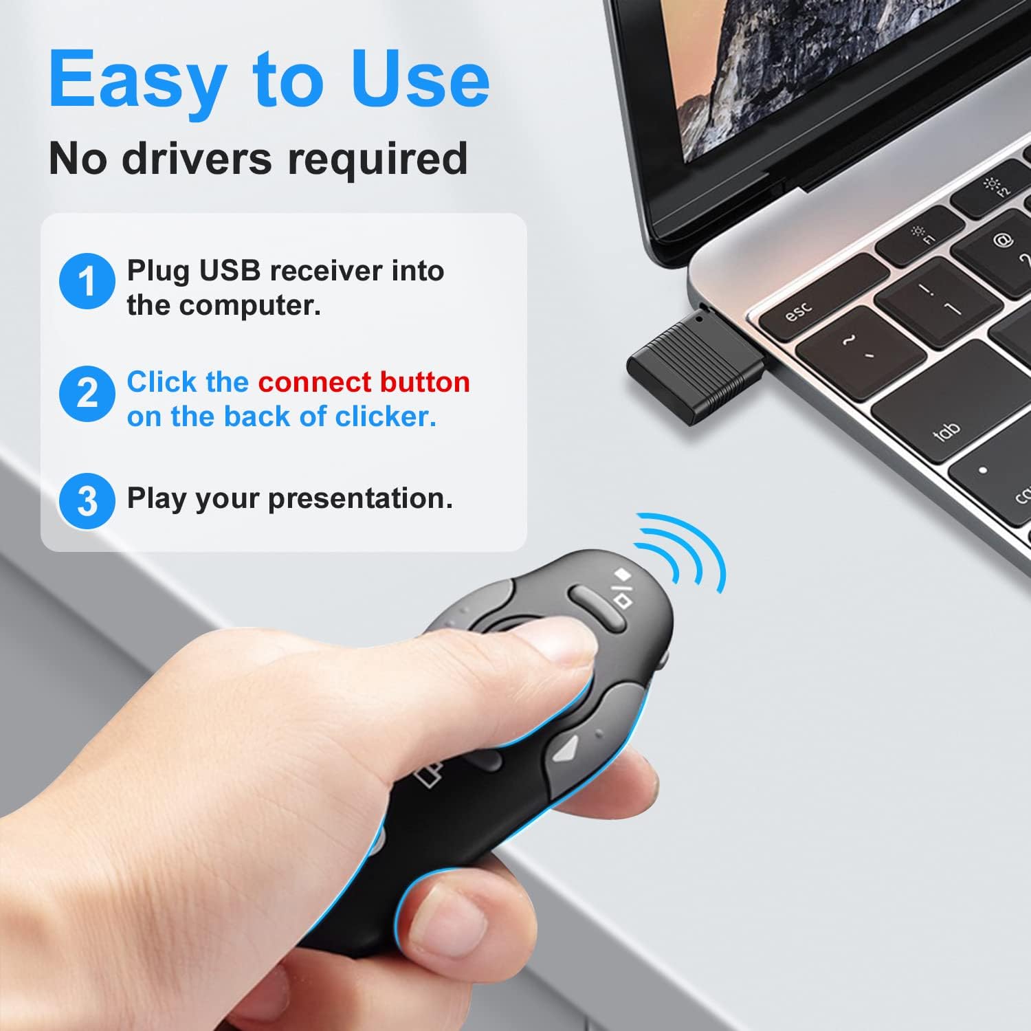 2.4 GHz PPT Presentation Wireless Remote Red LED Pointer Presenter USB ...