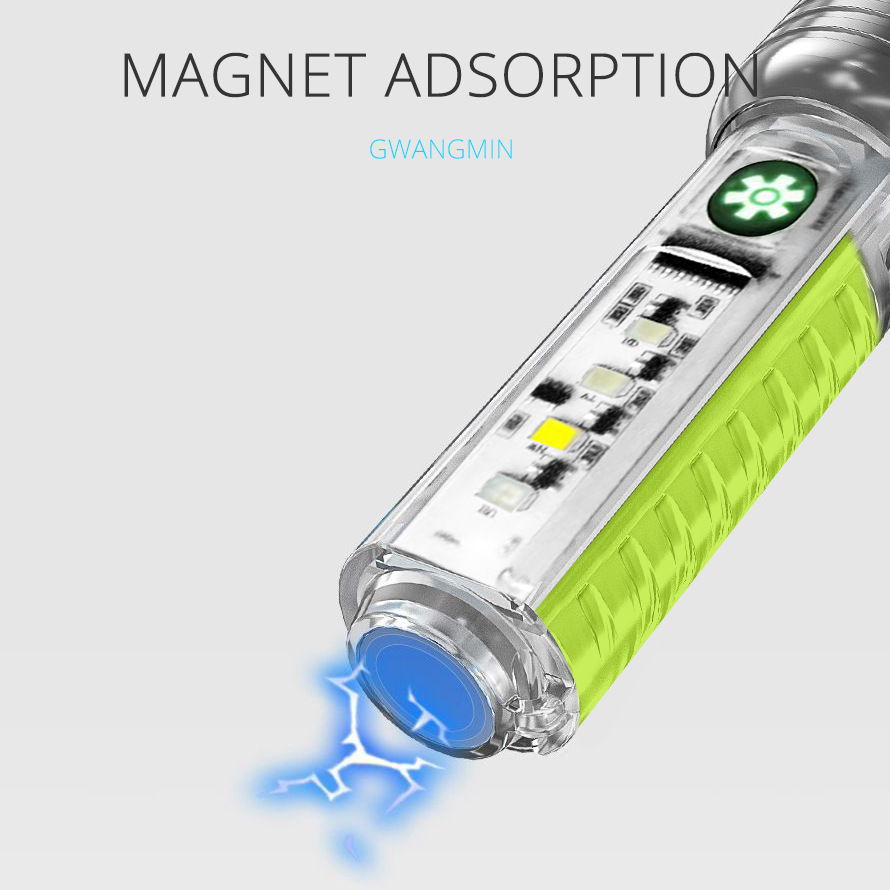 White Laser Long-Range Flashlight, Type-C Charging, Magnetic Clip ...