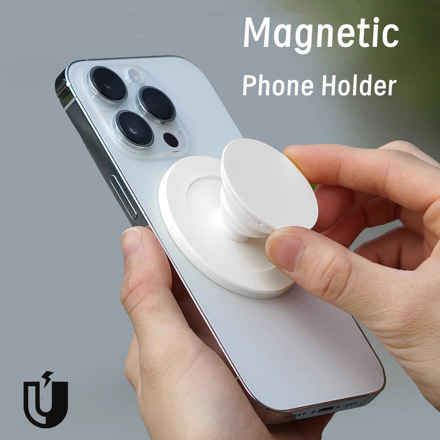 Magnetic Airbag Phone Holder Bracket Metal Popsocket with Stretchable Foldable Stand Transparent ...