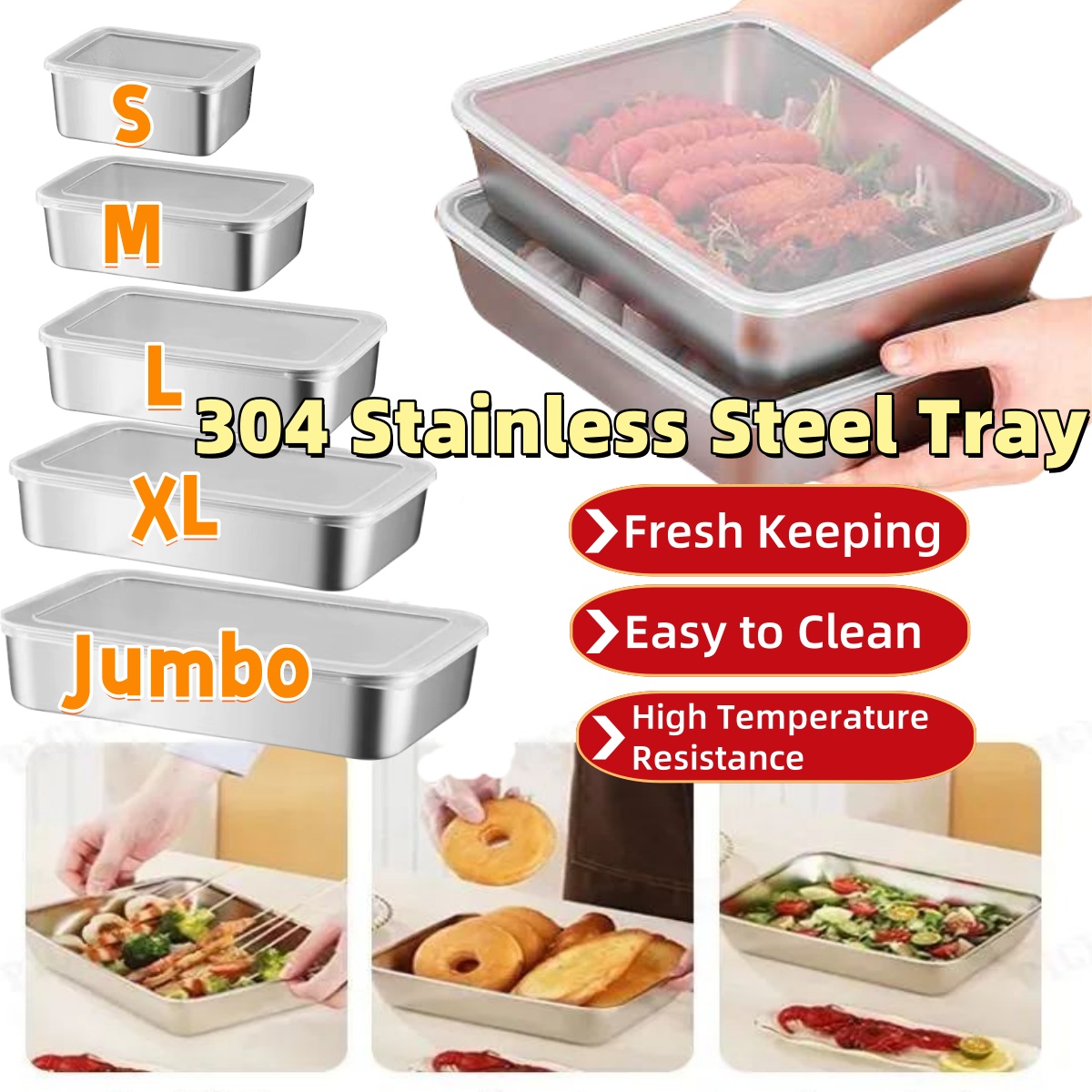 304 Stainless Steel Japanese Style Tray Food Storage Dispensers With ...