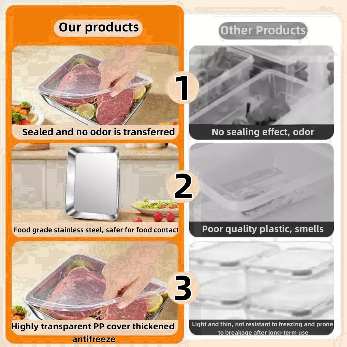 304 Stainless Steel Japanese Style Tray Food Storage Dispensers With ...