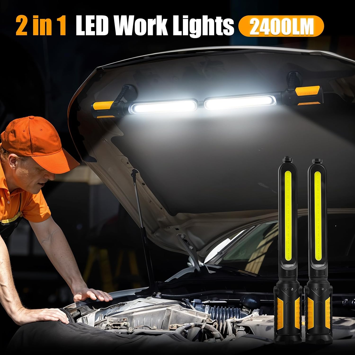 Underhood Work Light with Hooks & Magnetic Base, Rechargeable Work ...