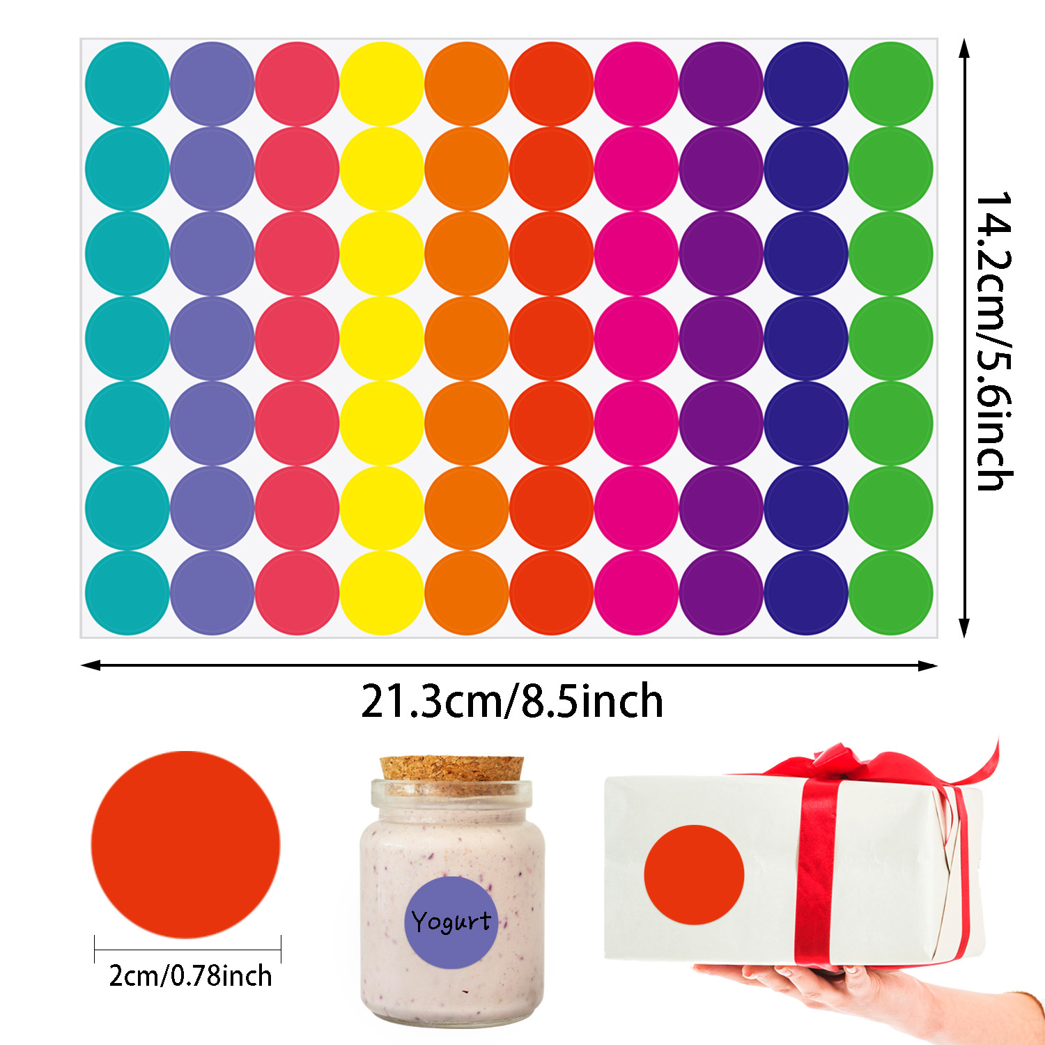 350PCS Colored Dot Stickers Round Color Coding Labels Polka Circle Dot ...
