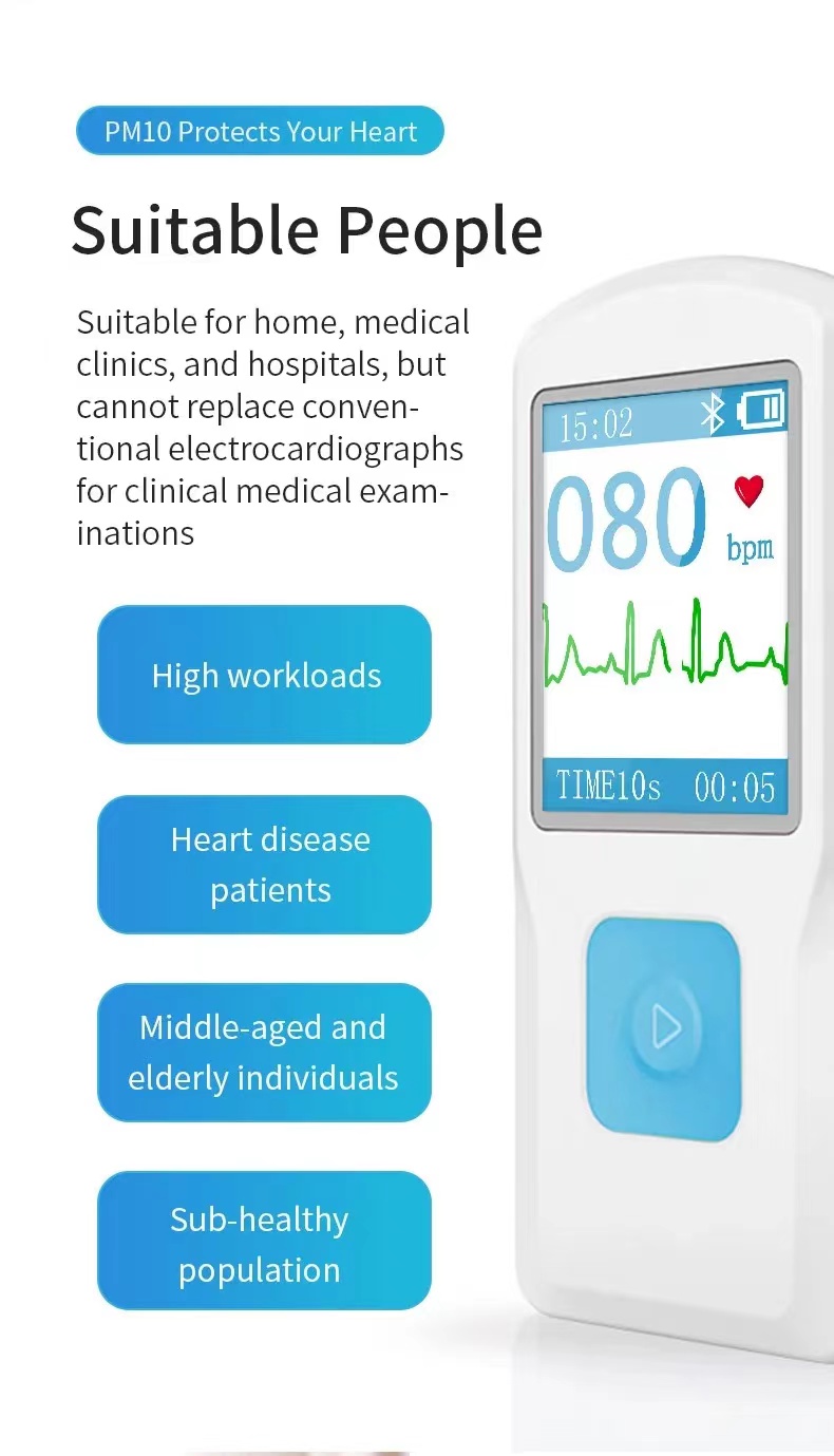 CONTEC PM10 Portable Bluetooth ECG Monitor, Visible Electrocardiogram ...